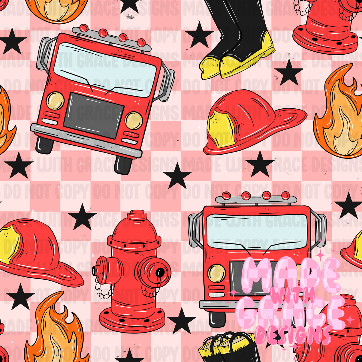 Firefighter Seamless/PNG – Made with Grace Designs